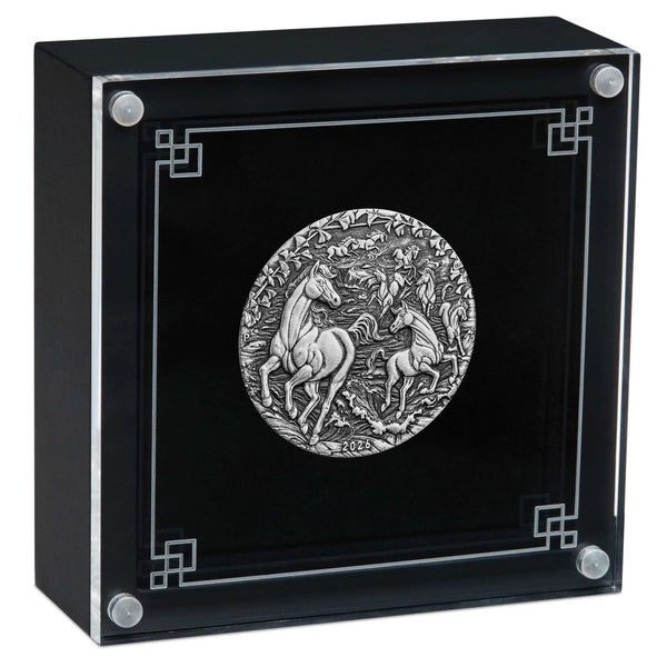 2026 Year of the Horse 2oz Silver Antiqued Finish Coin – Sydney Coins