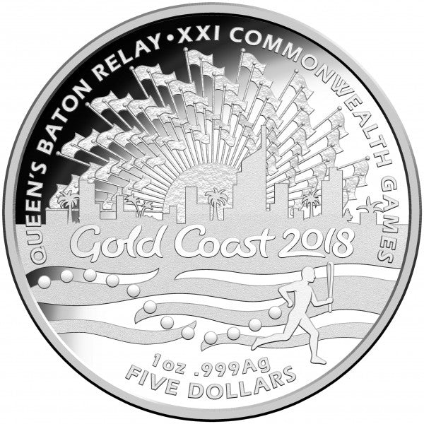 2017 Gold Coast Commonwealth Games Queens Baton Relay Silver Proof Coi ...