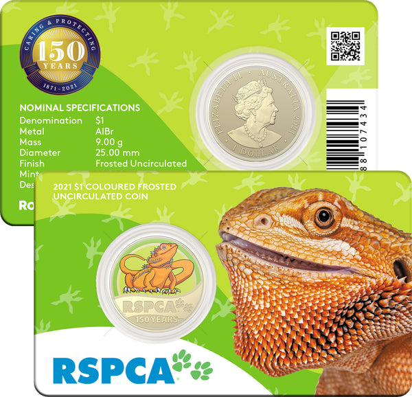 2021 $1 Australian RSPCA Coloured Uncirculated Coin - Lizard – Sydney Coins