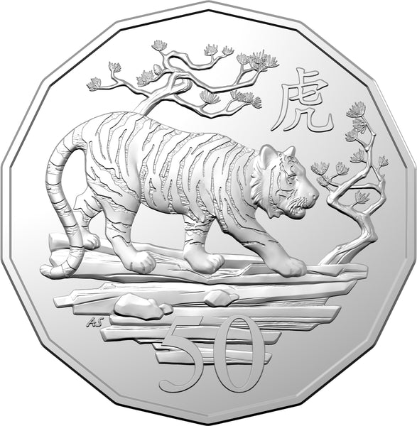 2022 Year of the Tiger 50c Tetra-Decagon Uncirculated Coin – Sydney Coins
